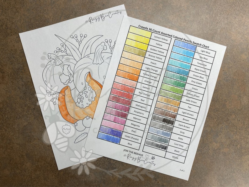 Crayola 36-ct. Assorted Printable Fillable Swatch Chart, Colored Pencil ...