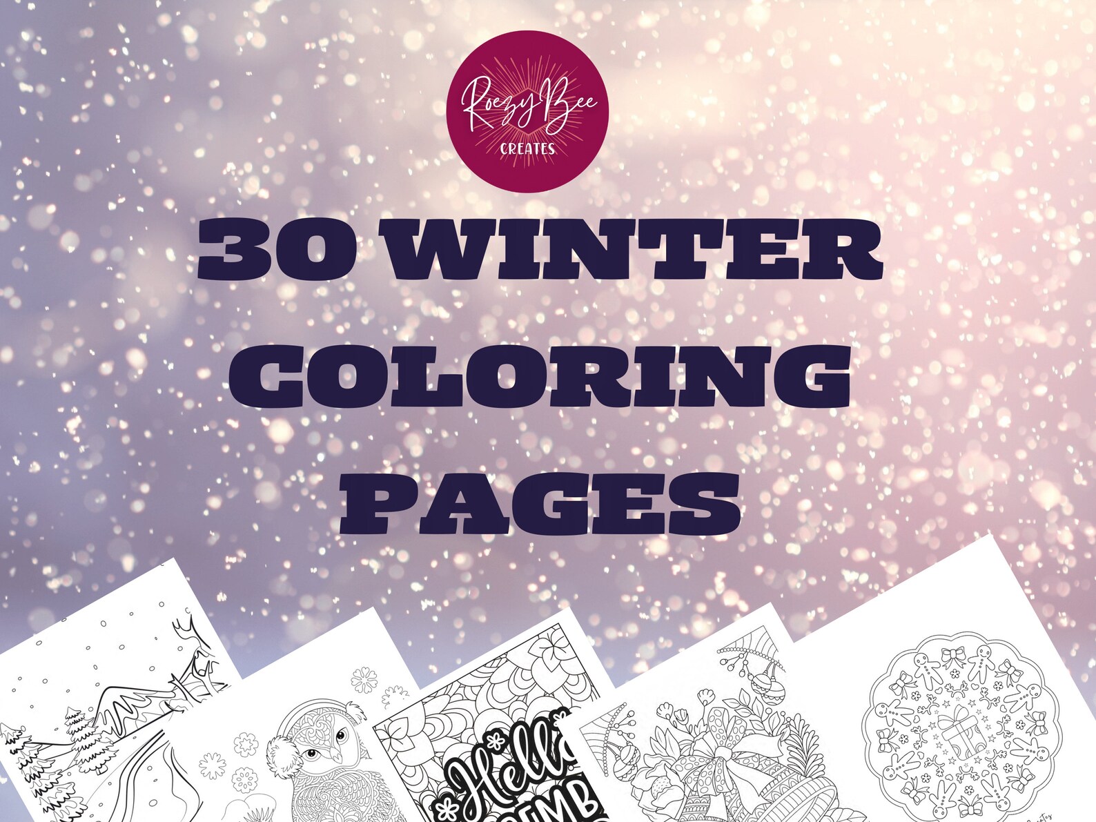 Winter Printable Coloring Pages, Big Coloring Page Bundle, Winter ...