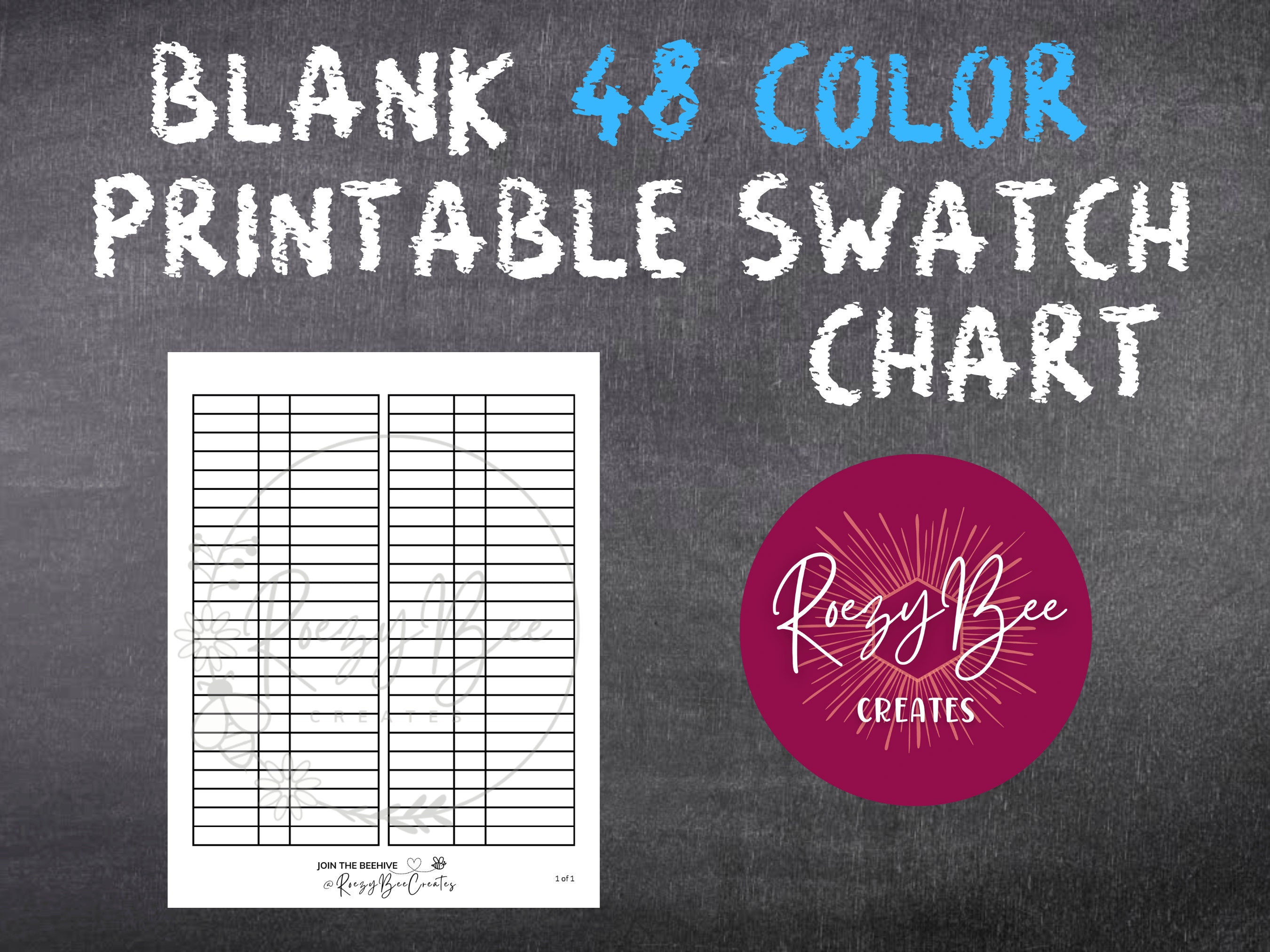 Blank 48-ct. Printable Swatch Chart, Colored Pencils Swatch Chart ...