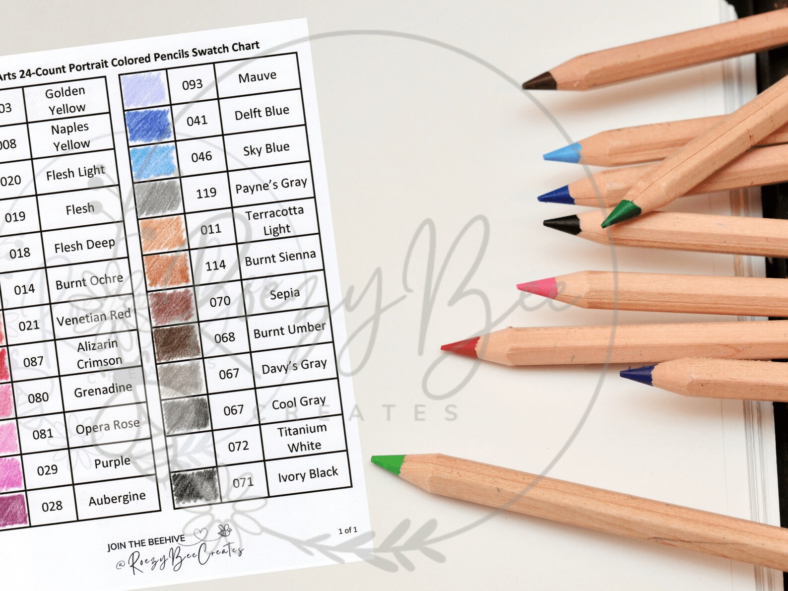 Castle Arts 24-ct. Portrait Printable Swatch Chart, Fillable Colored ...