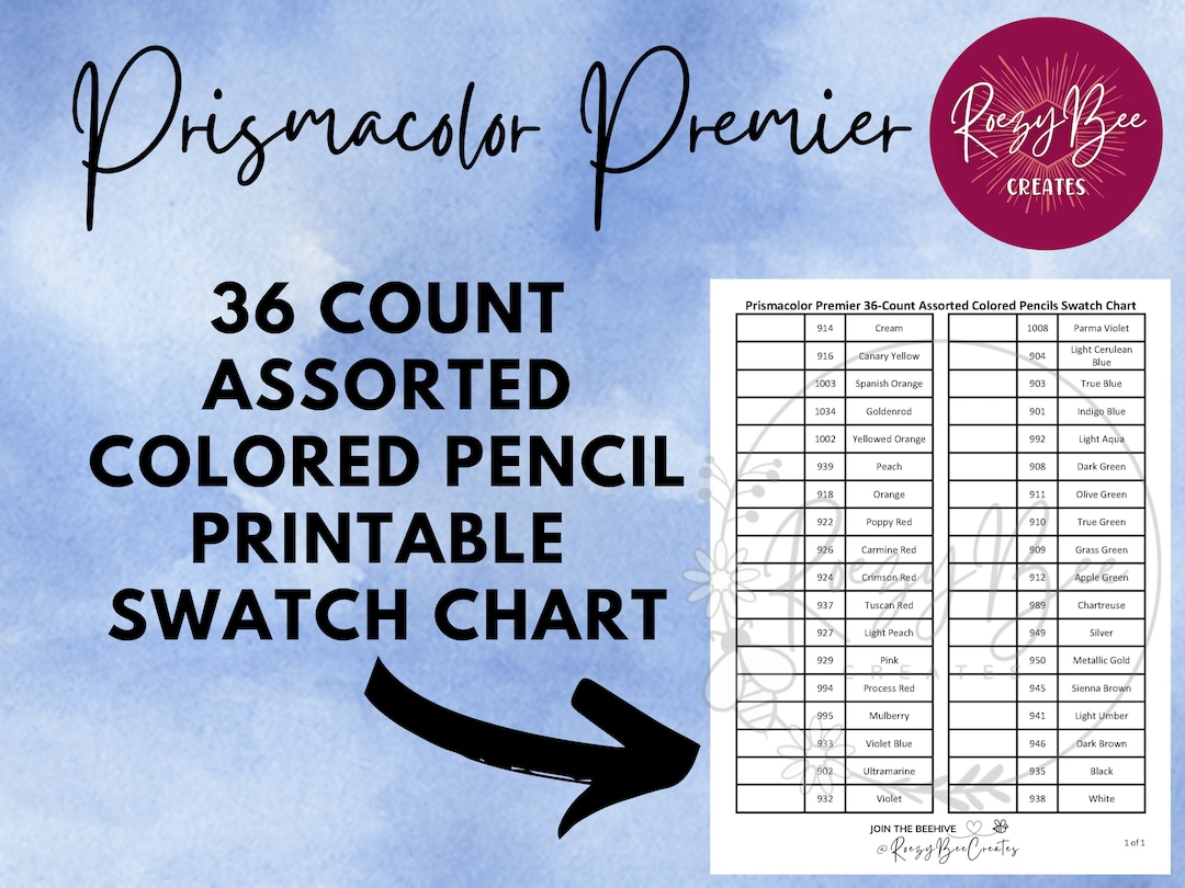 Prismacolor Premier 36-ct. Assorted Printable Swatch Chart, Fillable ...