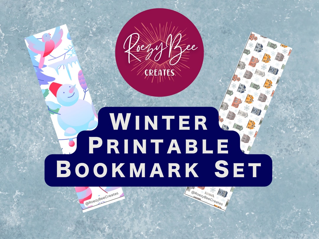 Winter Printable Bookmark Set, Winter Bookmark Download, Book Lover ...