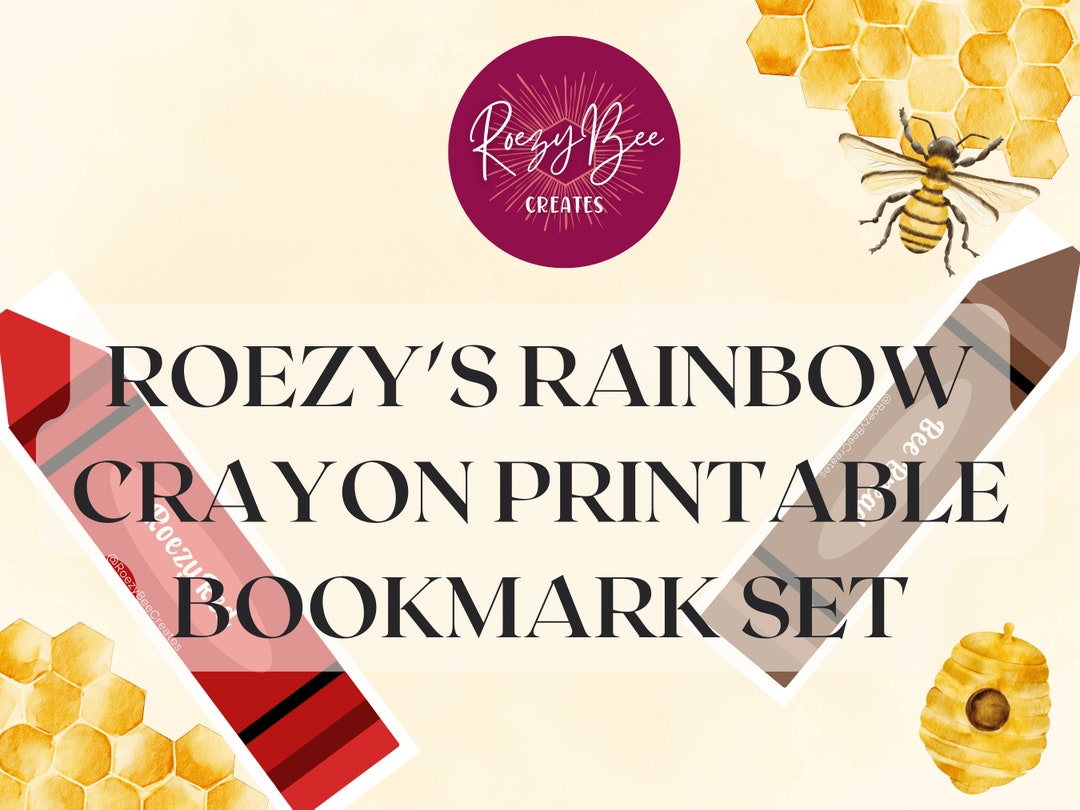 Rainbow Crayon Printable Bookmark Set, Bee-themed Bookmarks, Gift for ...