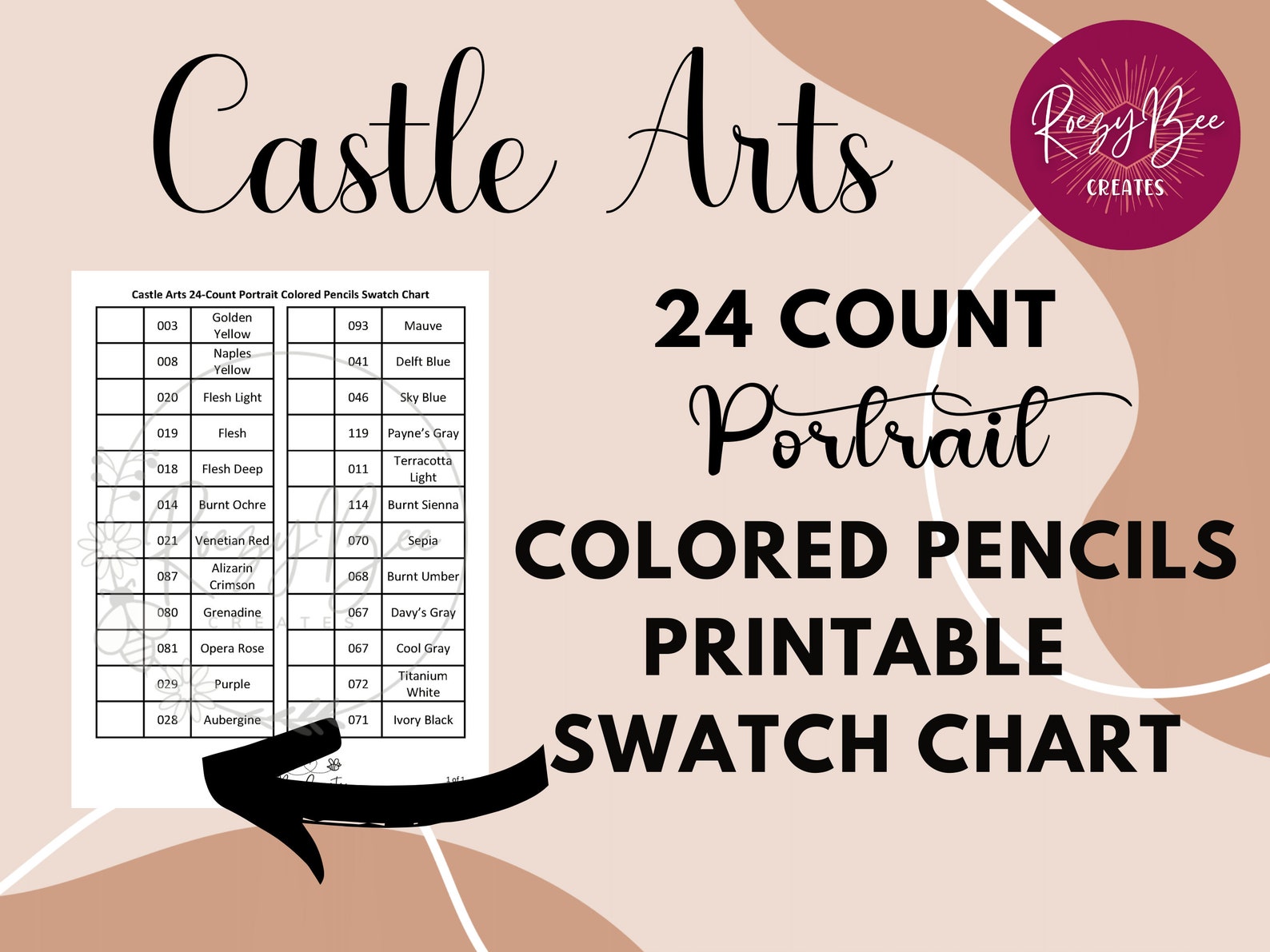 Castle Arts 24-ct. Portrait Printable Swatch Chart, Fillable Colored ...