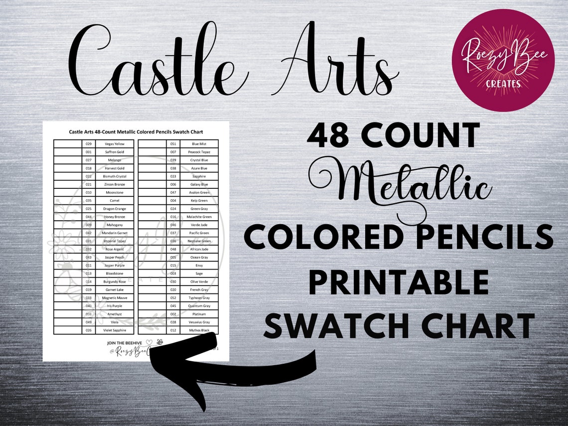 Castle Arts Metallic Colored Pencil Swatch Chart (printable Fillable ...