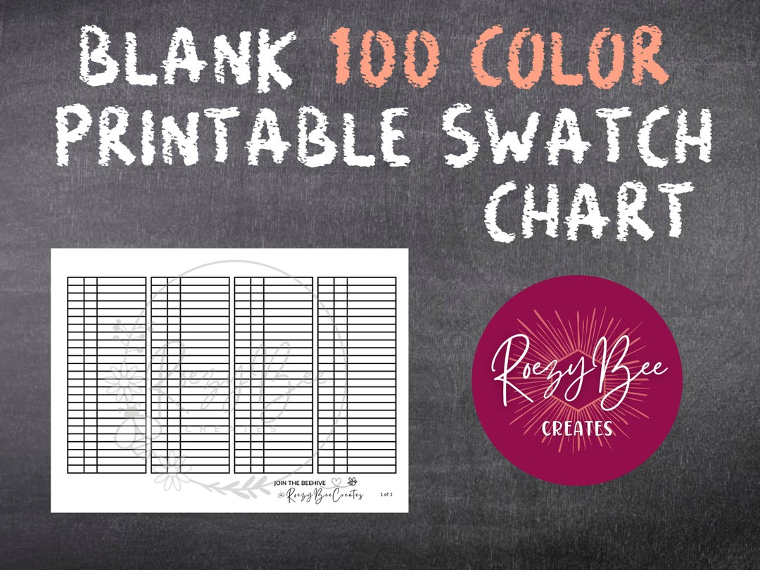 100-color Swatch Chart, Printable Color Pencil and Marker Organizer ...