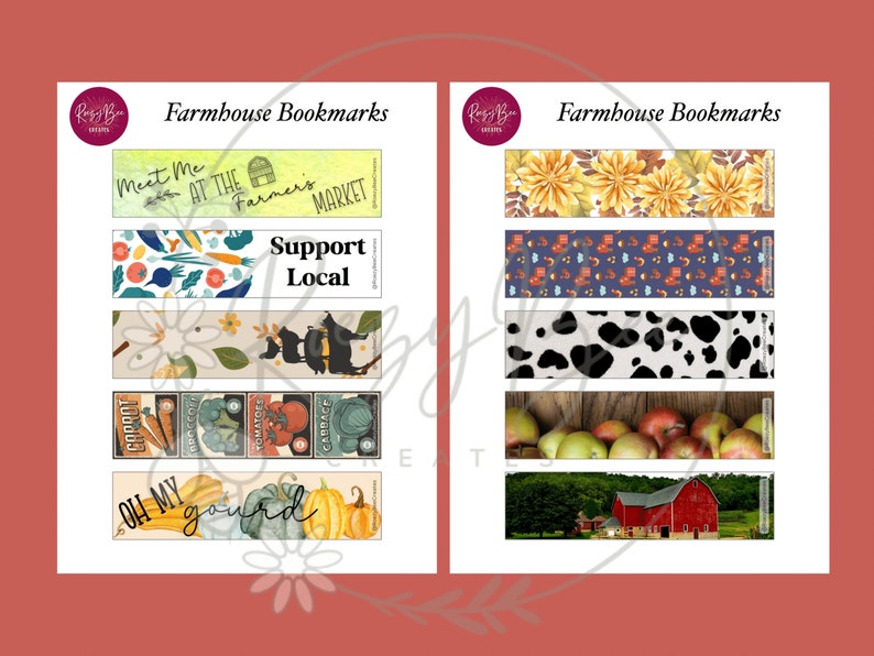 Farmhouse Printable Bookmark Set, Farm-themed Bookmarks, Farmer's ...