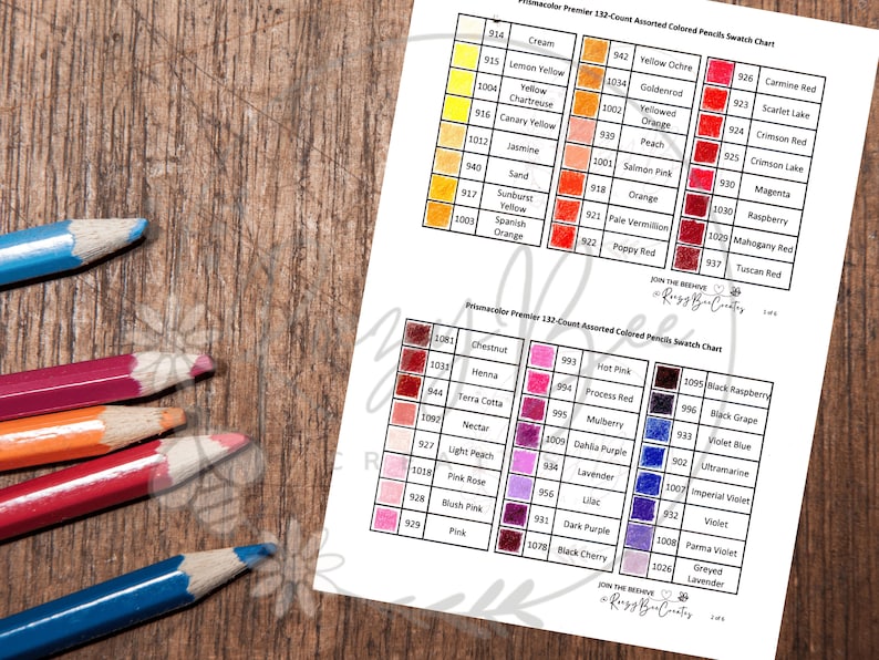 Prismacolor Premier 132-ct. Assorted Printable Swatch Chart, Fillable ...