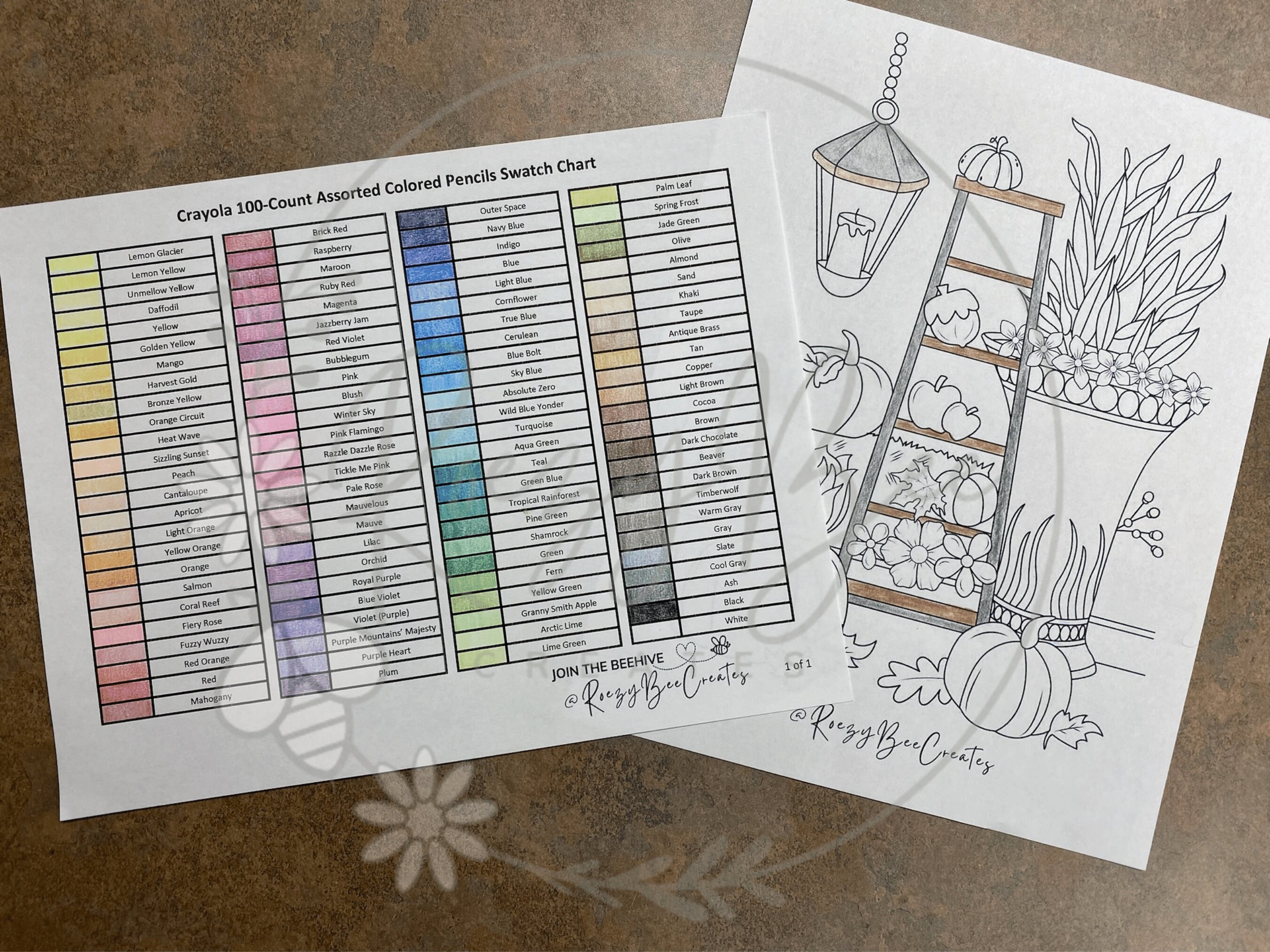 Crayola 100-ct. Assorted Printable Fillable Swatch Chart, Colored ...