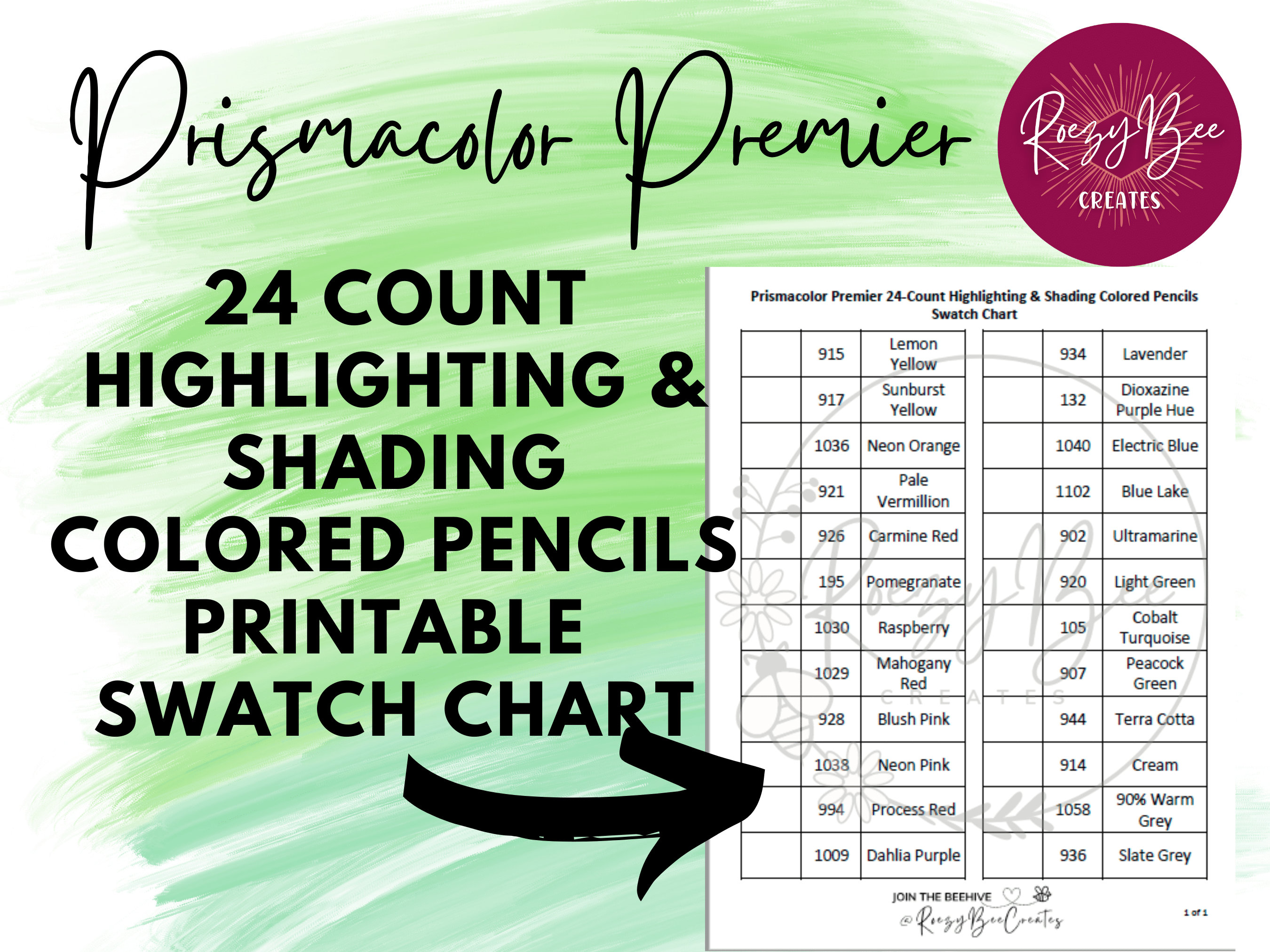Prismacolor Premier 24-ct. Highlighting & Shading Printable Swatch ...