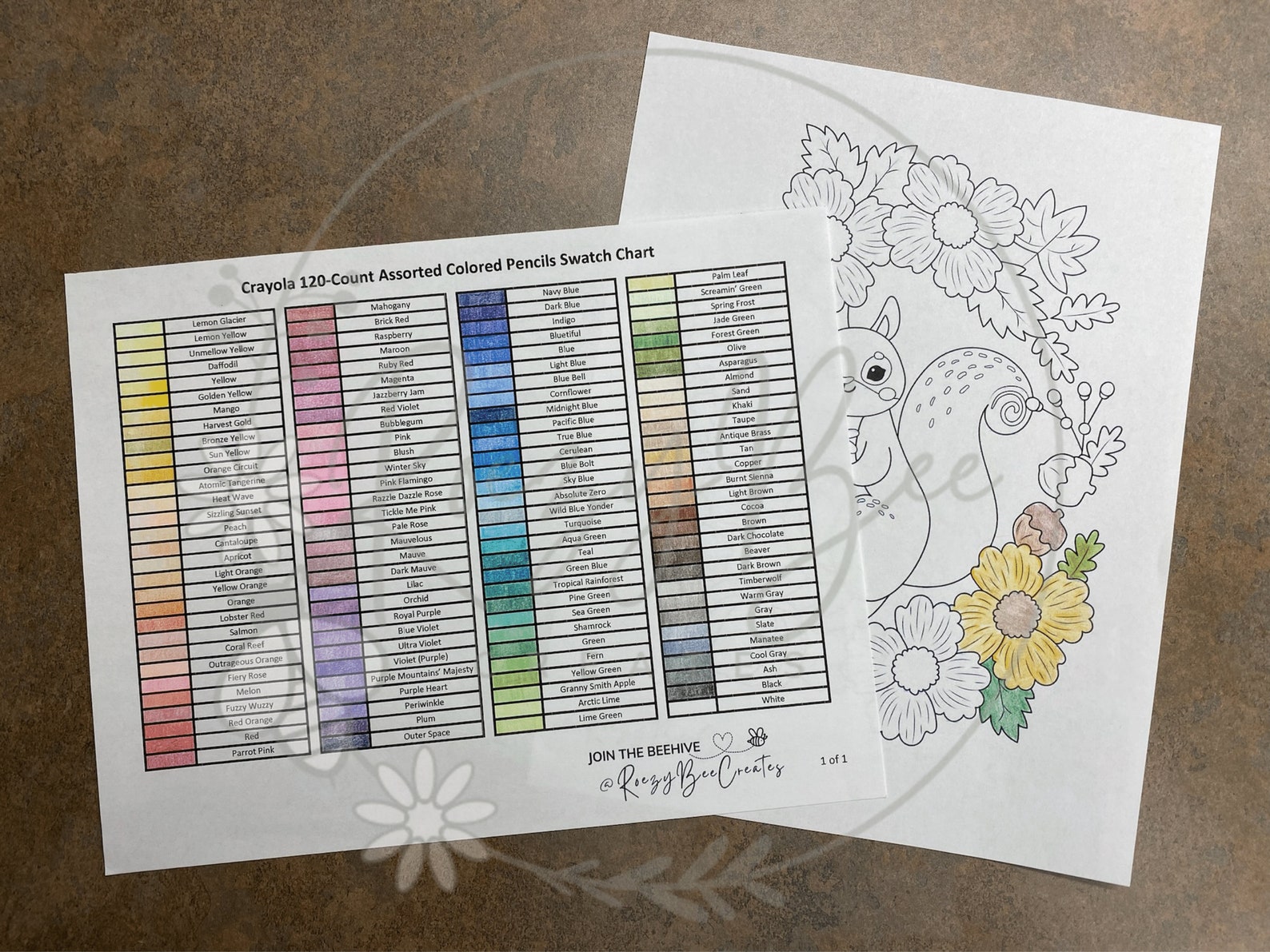 Crayola 120-ct. Assorted Printable Fillable Swatch Chart, Colored ...