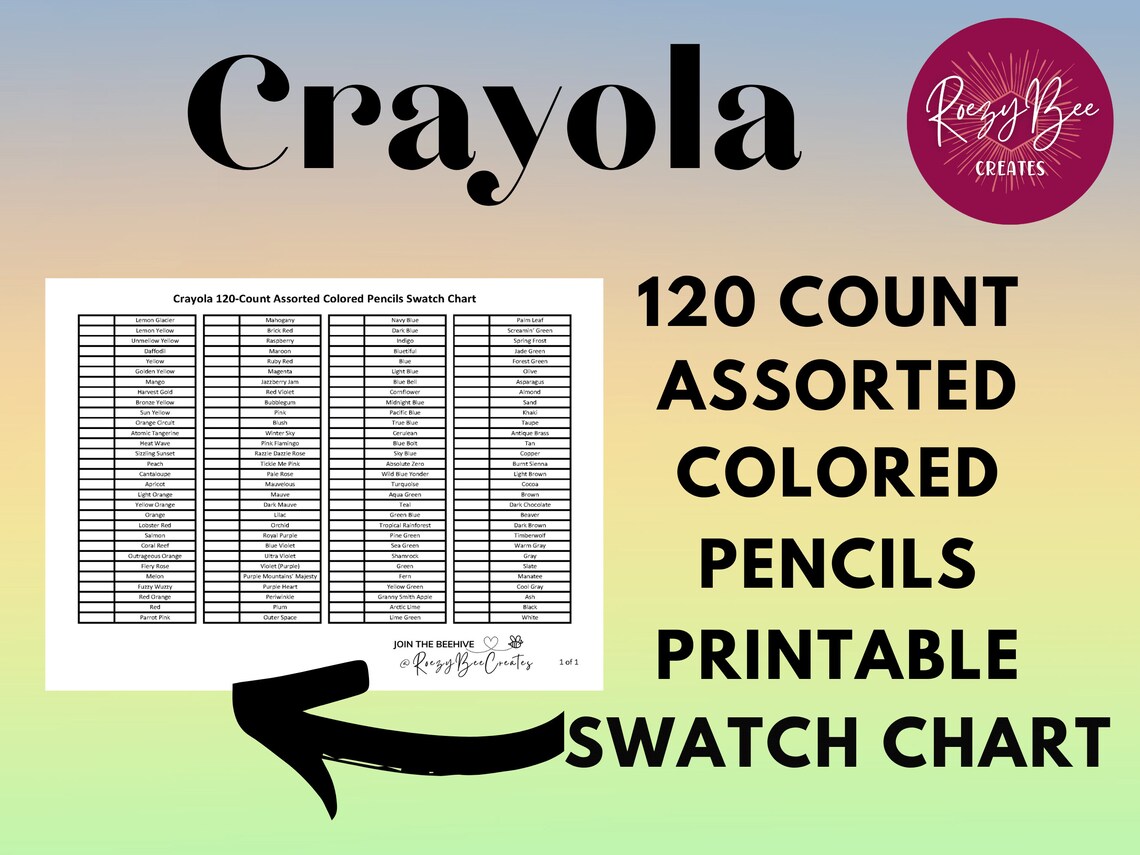 Crayola 120-ct. Assorted Printable Fillable Swatch Chart, Colored ...