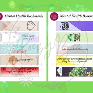 Mental Health Printable Bookmark Set, Mental Health Gift, Aesthetic ...