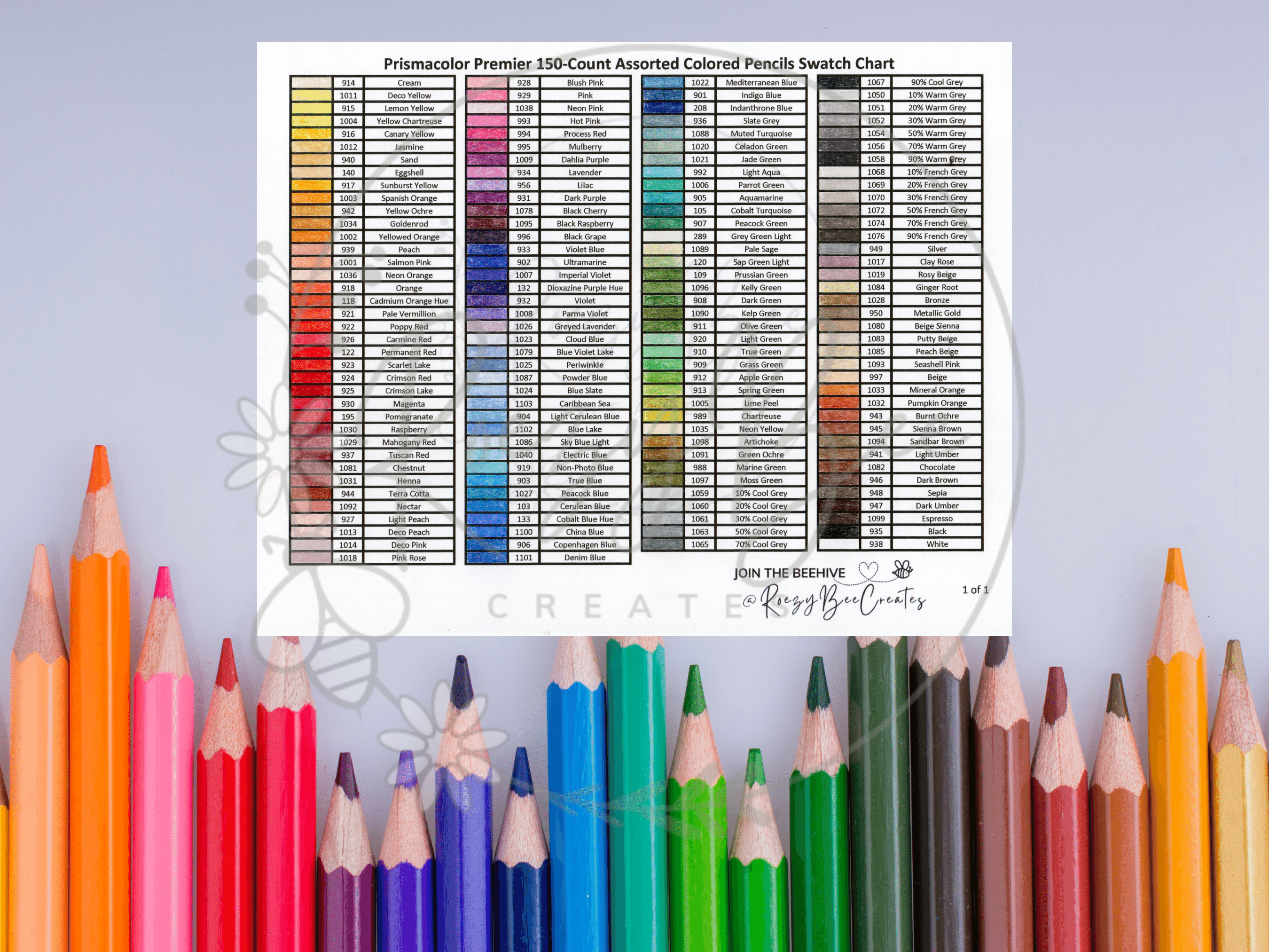 Prismacolor Premier 150-ct. Assorted Printable Swatch Chart, Fillable ...