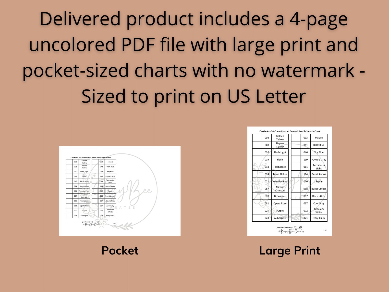Castle Arts 24-ct. Portrait Printable Swatch Chart, Fillable Colored ...