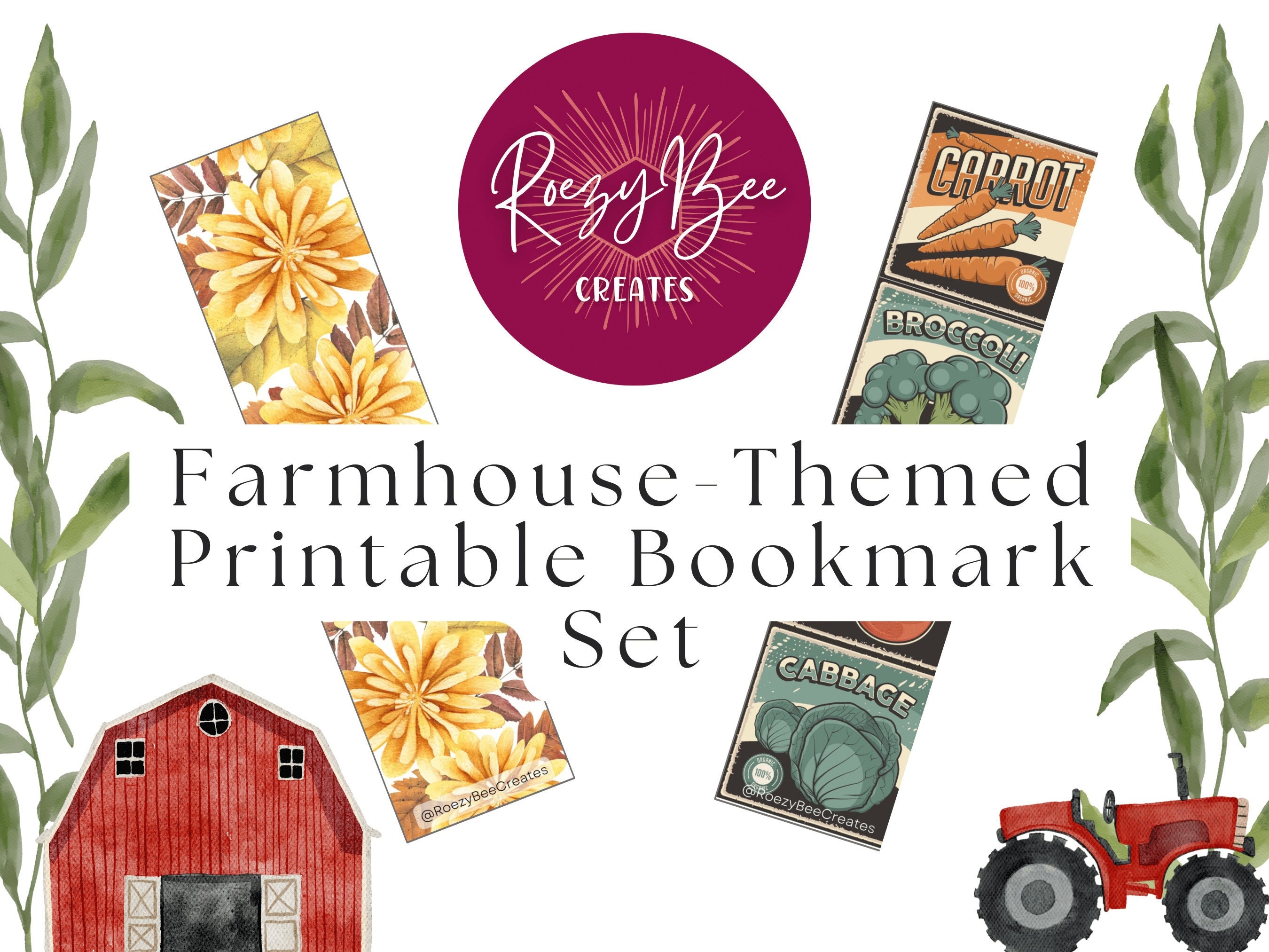 Farmhouse Printable Bookmark Set, Farm-themed Bookmarks, Farmer's ...