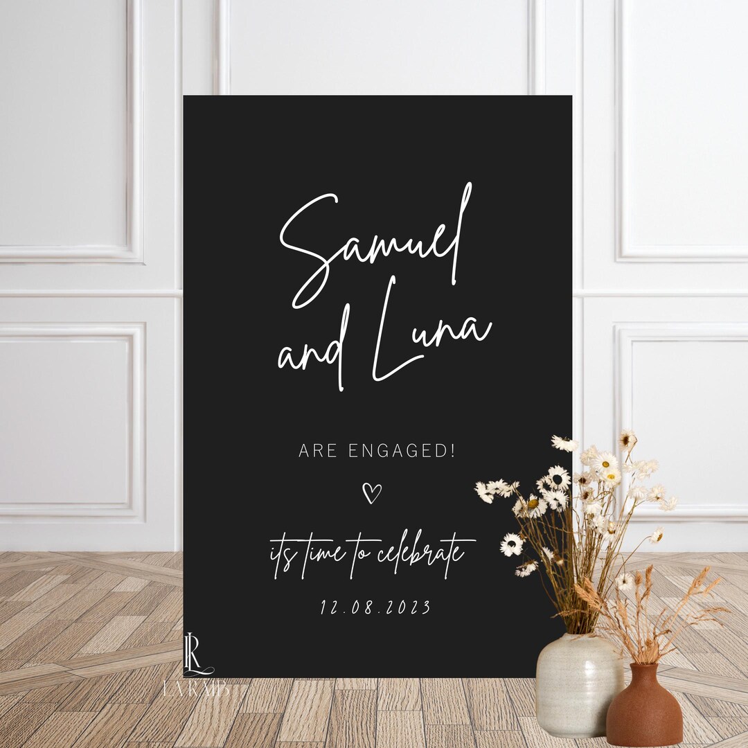 Engagement Acrylic Welcome Sign - We Are Engaged Sign - Gold Chrome ...