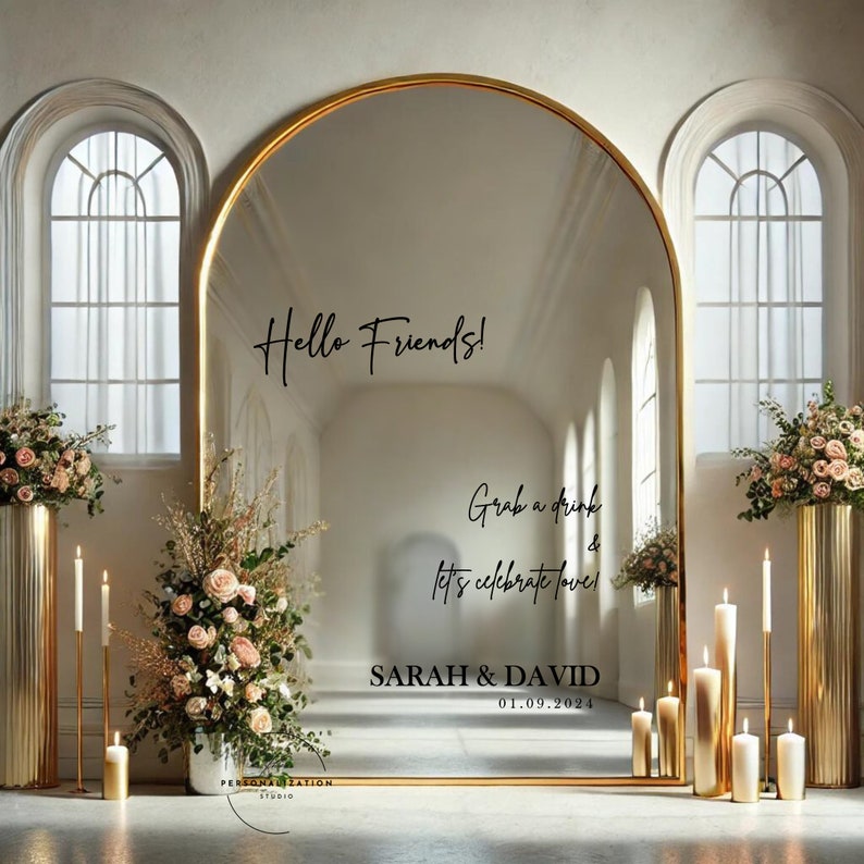 Wedding Mirror Decals Grab a Drink and Let's Celebrate Love Decals ...