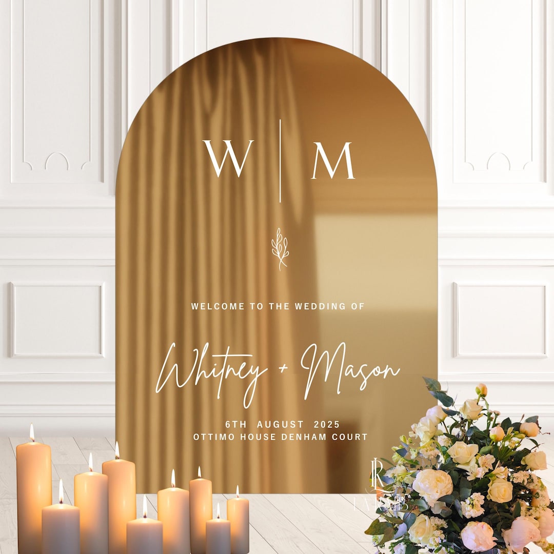 Arch Wedding Welcome Sign | Gold Mirror Wedding Sign | Wedding ...