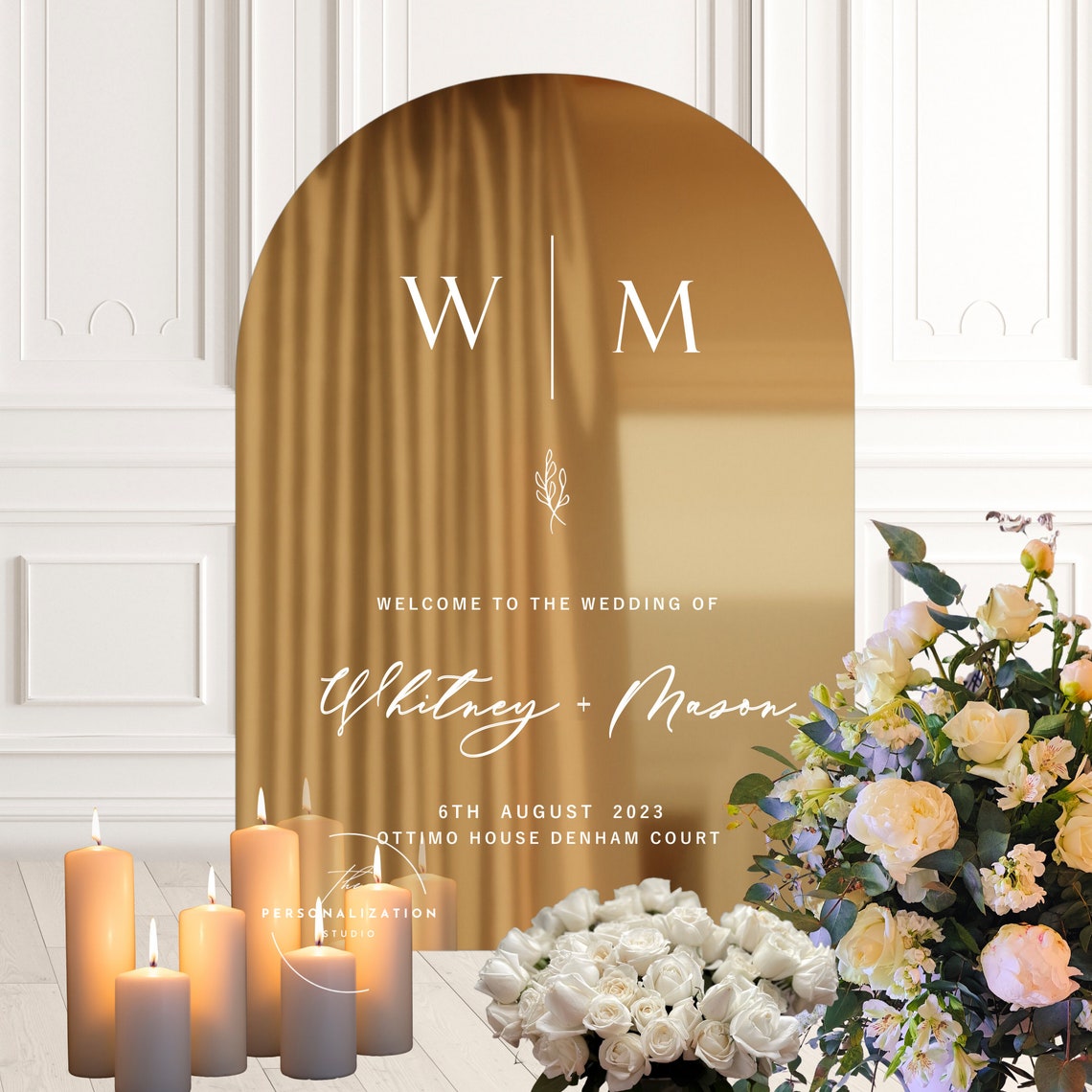 Arch Wedding Welcome Sign Gold Mirror Wedding Sign Wedding Stationery ...