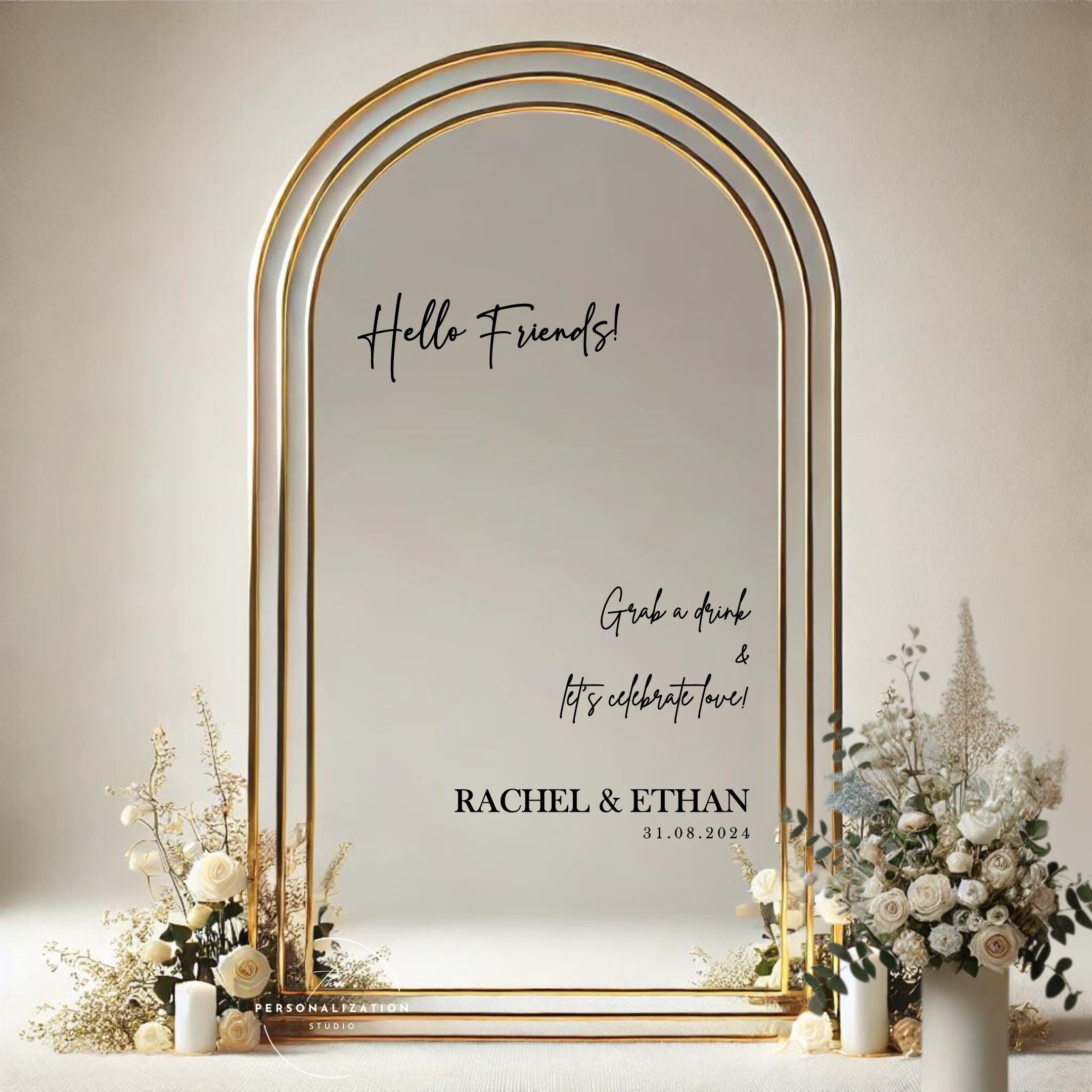 Wedding Mirror Decals Grab a Drink and Let's Celebrate Love Decals ...