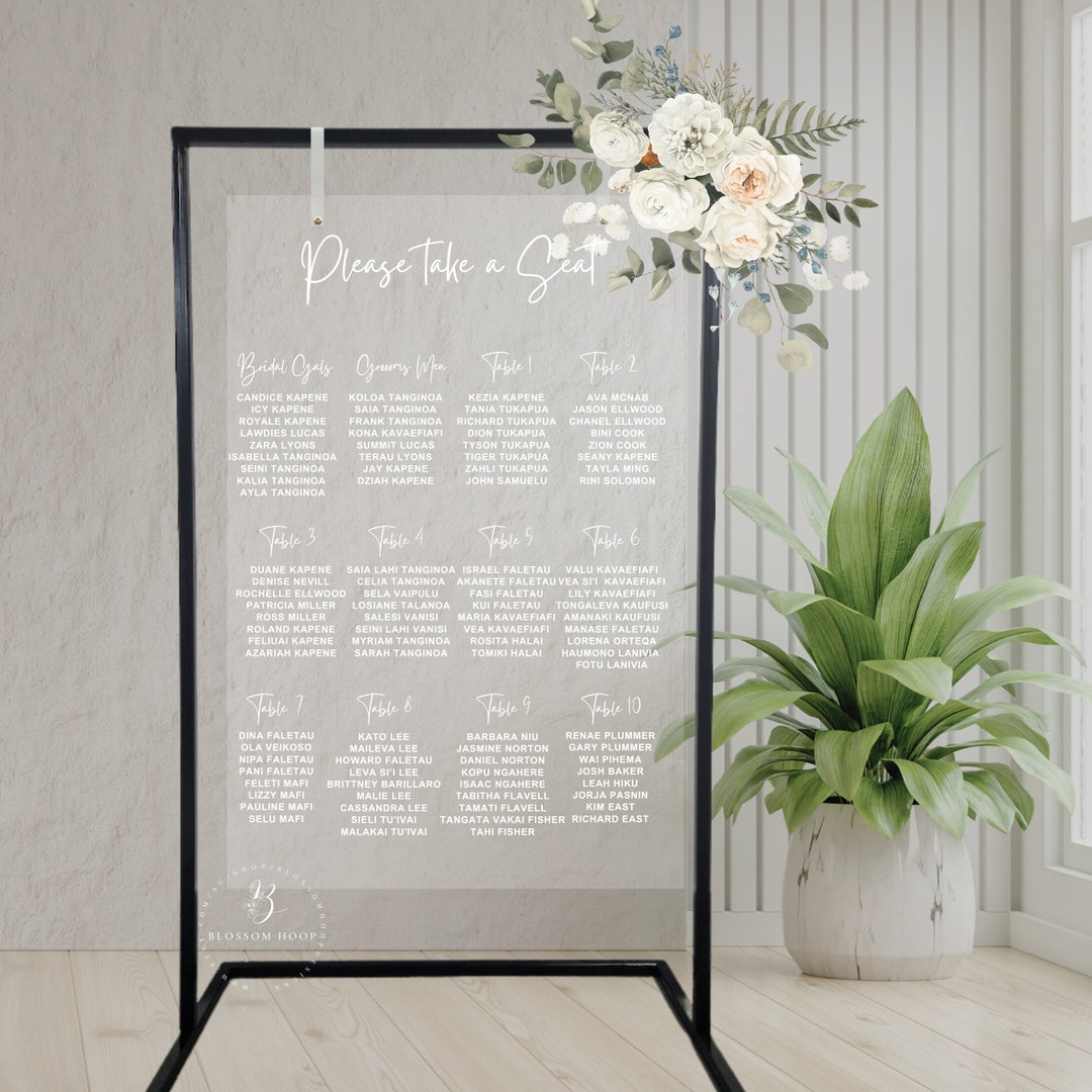 Clear Acrylic Seating Chart Sign Wedding Sign Seating Chart Wedding ...