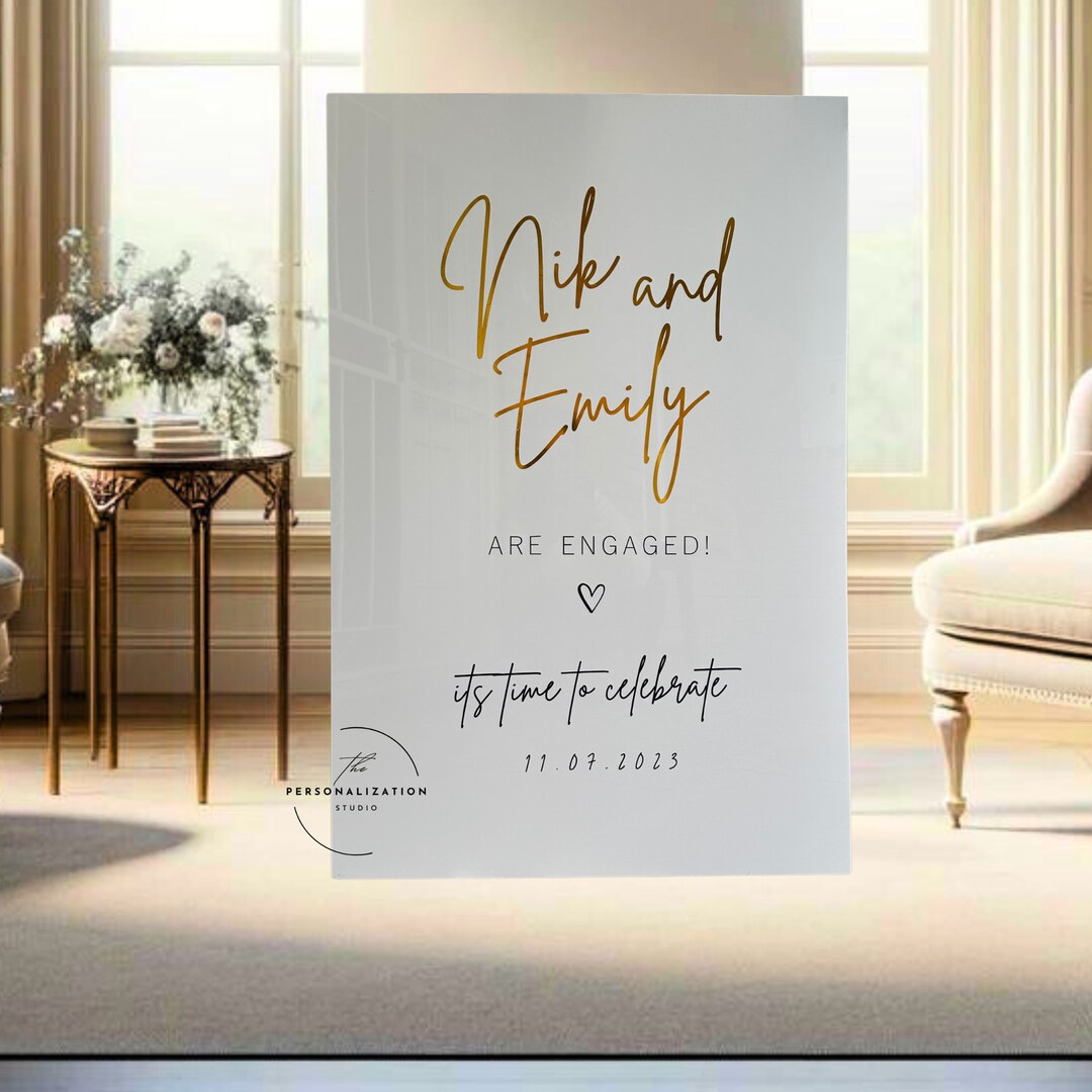 Engagement Acrylic Welcome Sign We Are Engaged Sign Gold Chrome ...