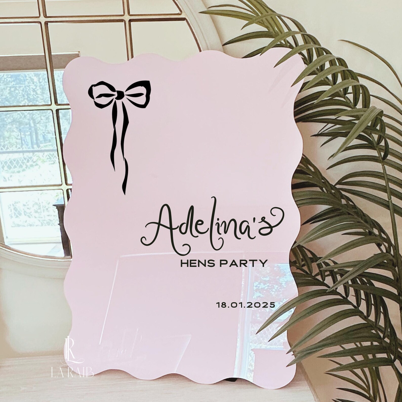 Hens Welcome Sign | Pink Red Modern Welcome Sign | Wavy Acrylic Welcome ...