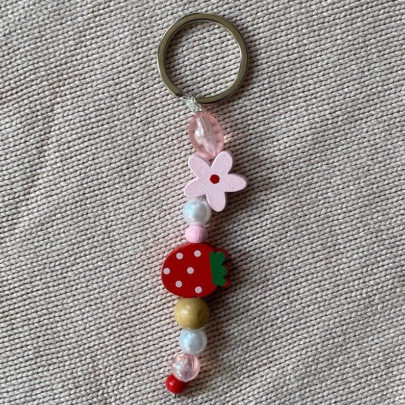 Strawberry Keychain Cute Core Aesthetic Kandi Kandy - Etsy