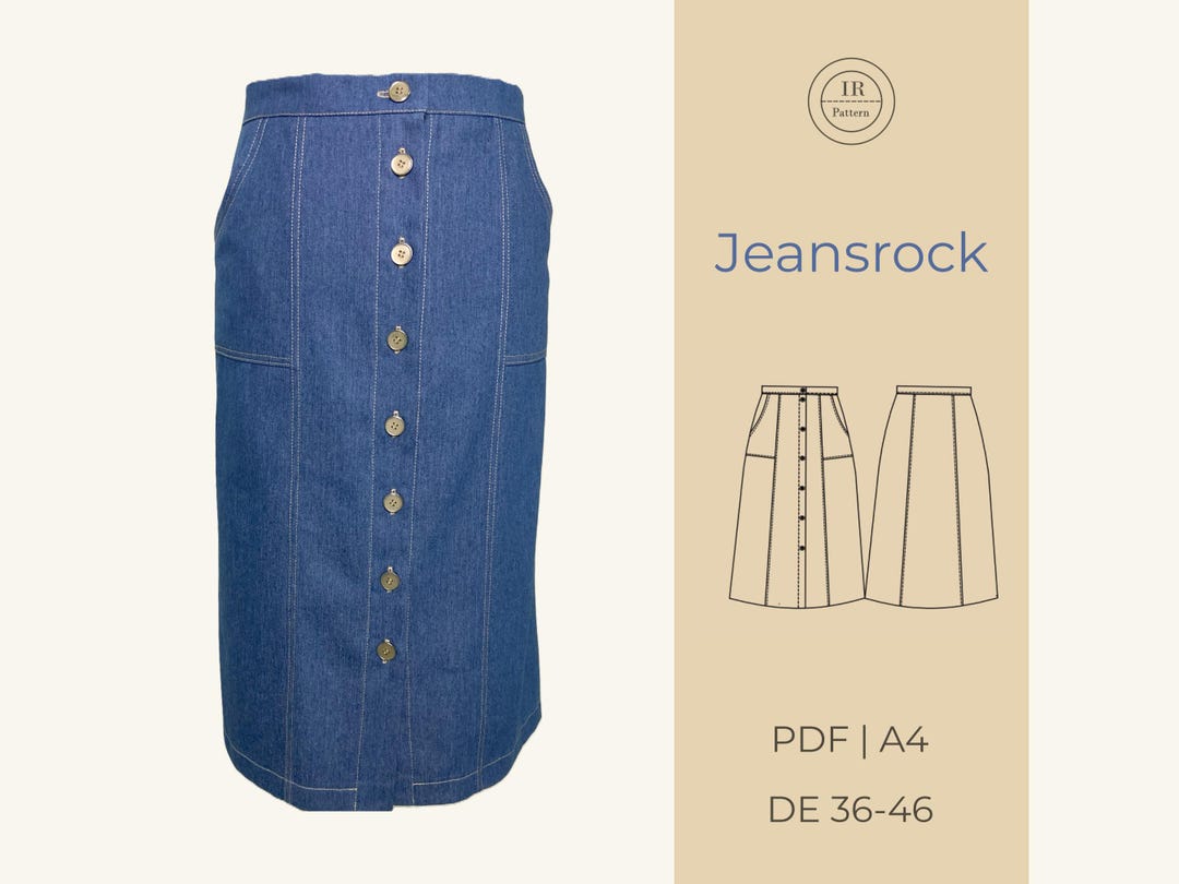 PDF Sewing Pattern for a Women's Denim Skirt (sizes 36–46) – E-book ...