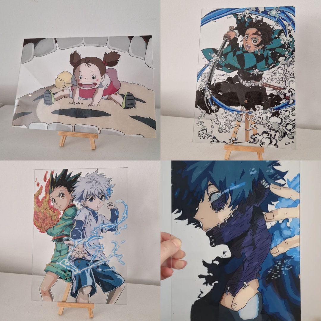 Personalized Manga Glass Custom Anime Glass Painting Anime Handmade ...
