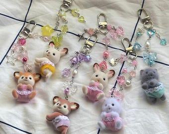 Handmade Calico Critters Keychain - Easter Gift- Sylvanian Families ...