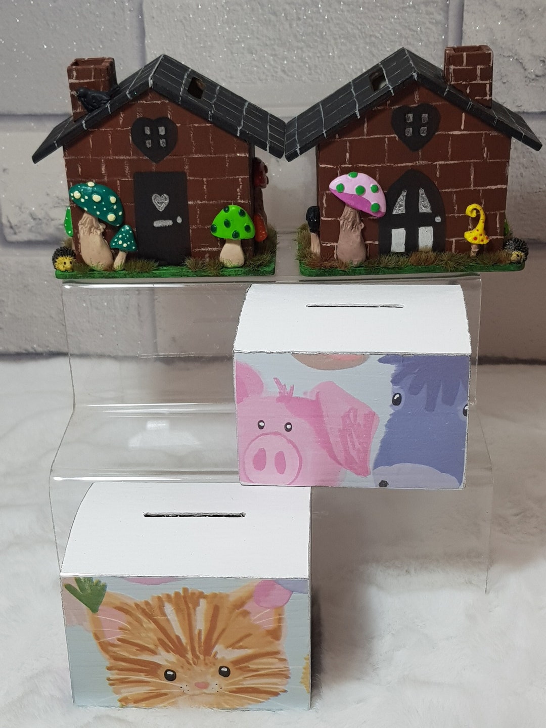 Wooden Money Box Farm Animals House Cottage Box New Baby - Etsy