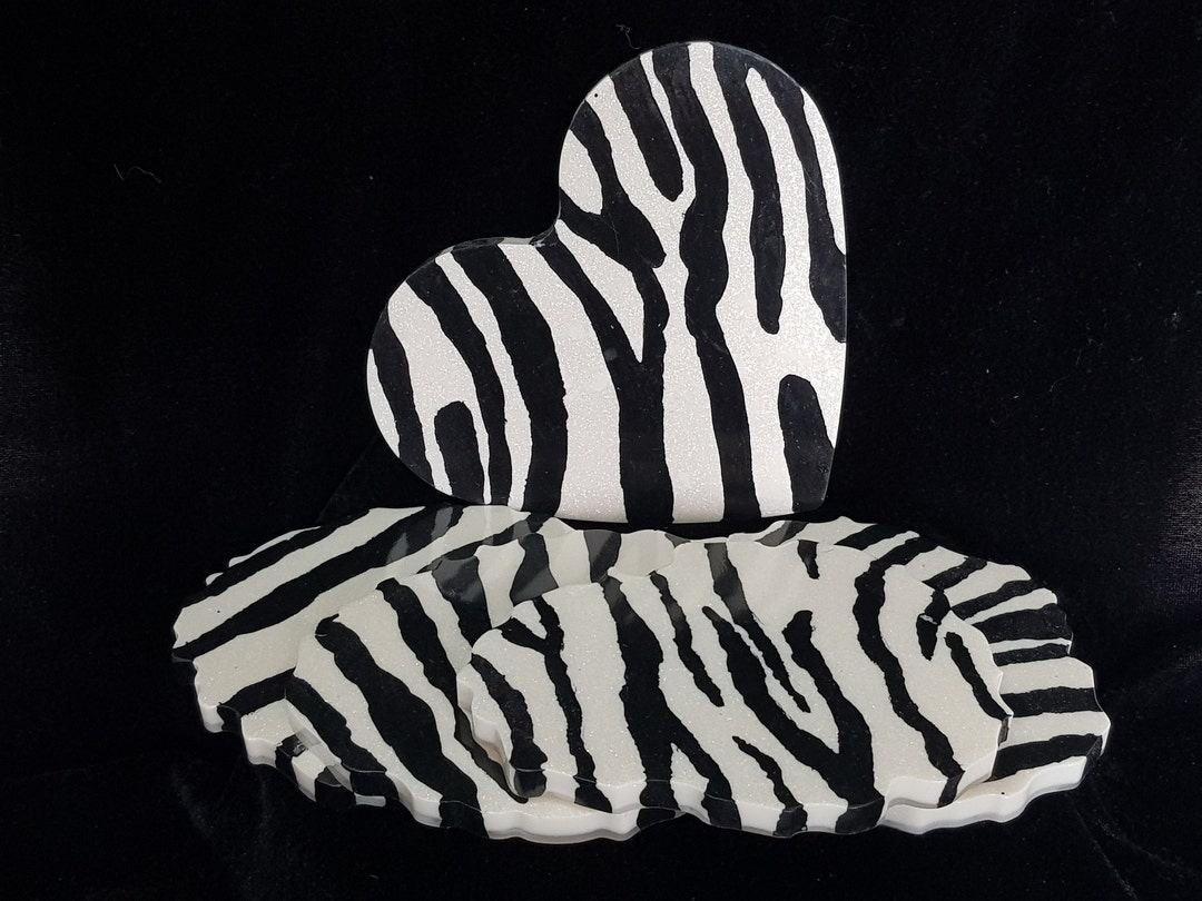 Set of 4 Resin Coasters, Zebra Print, Drinks Mat - Etsy
