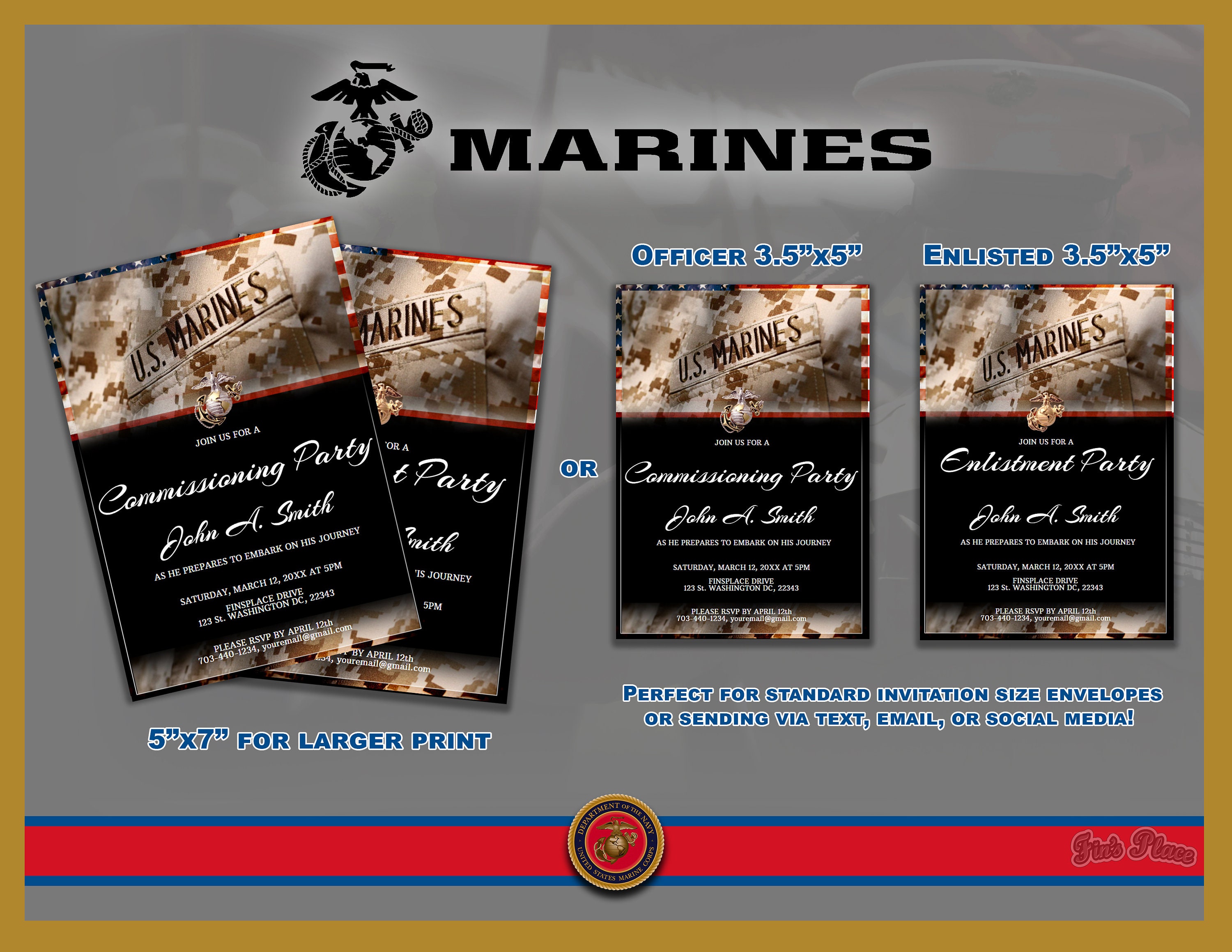 Marine Corps Party Invitation - Camo - Etsy