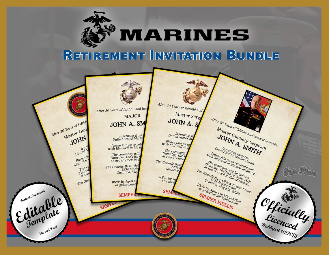 Marine Corps Retirement Party Invitation - Classic - Etsy