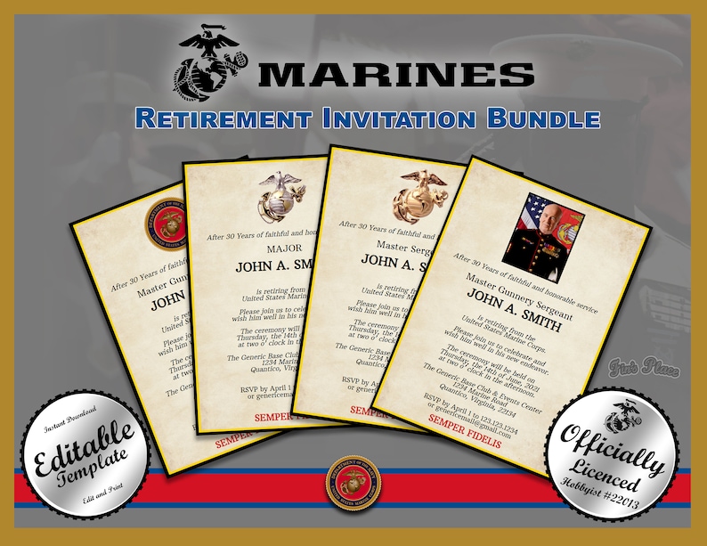 Marine Corps Retirement Party Invitation - Classic - Etsy