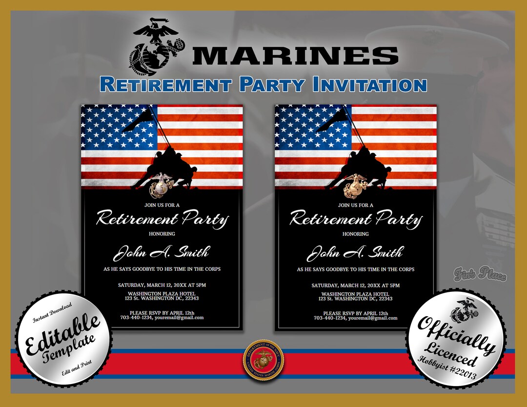Marine Corps Party Invitation - Flag Raising - Etsy
