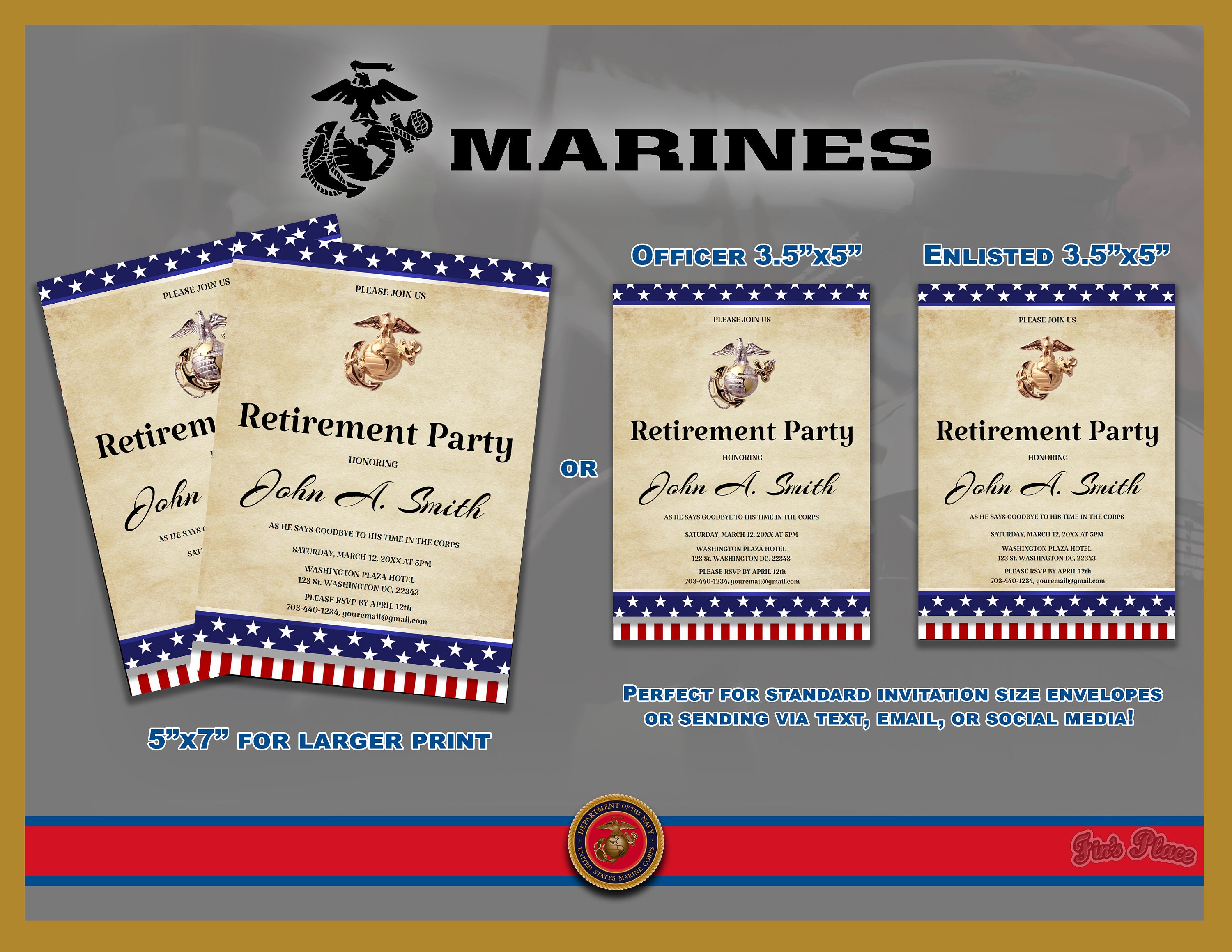 Marine Corps Party Invitation Flag Flag Layout - Etsy