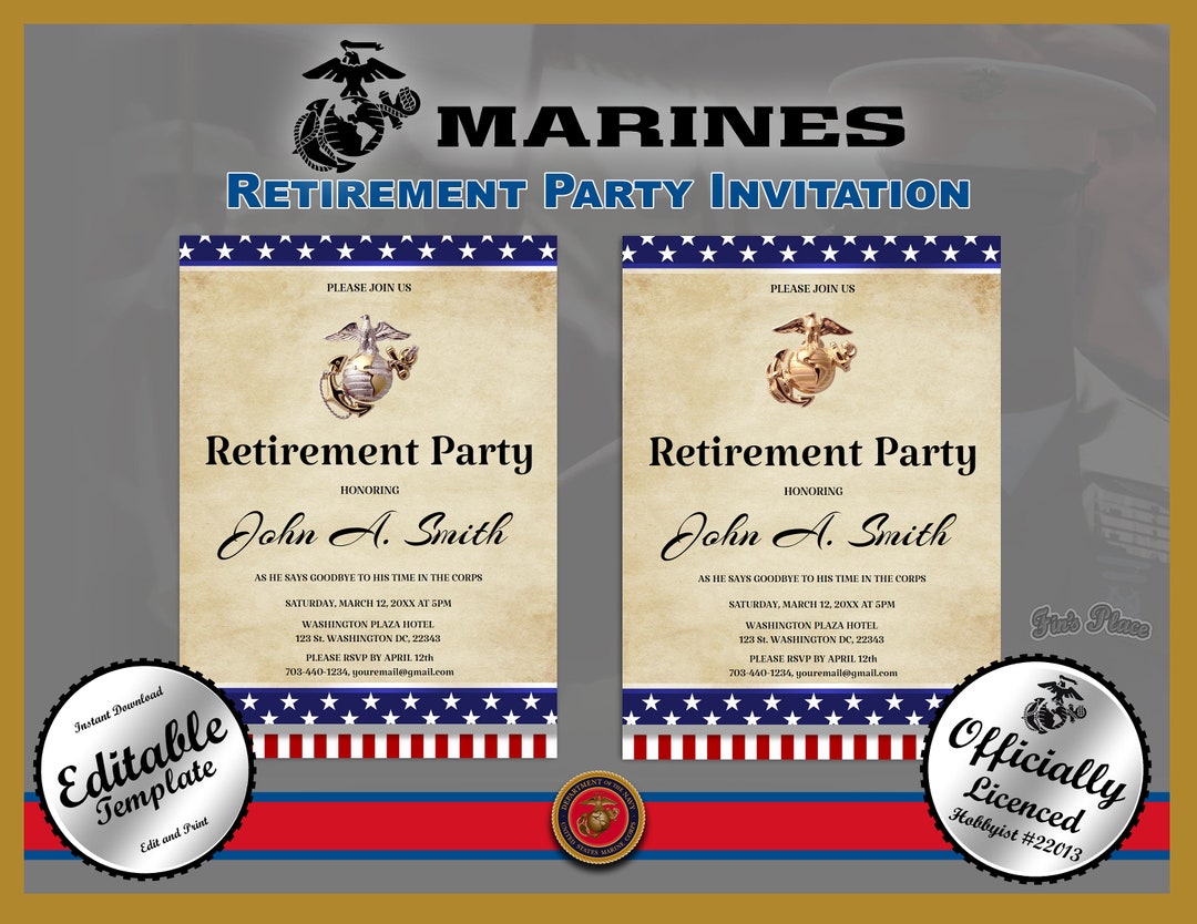 Marine Corps Party Invitation - Flag Flag Layout - Etsy