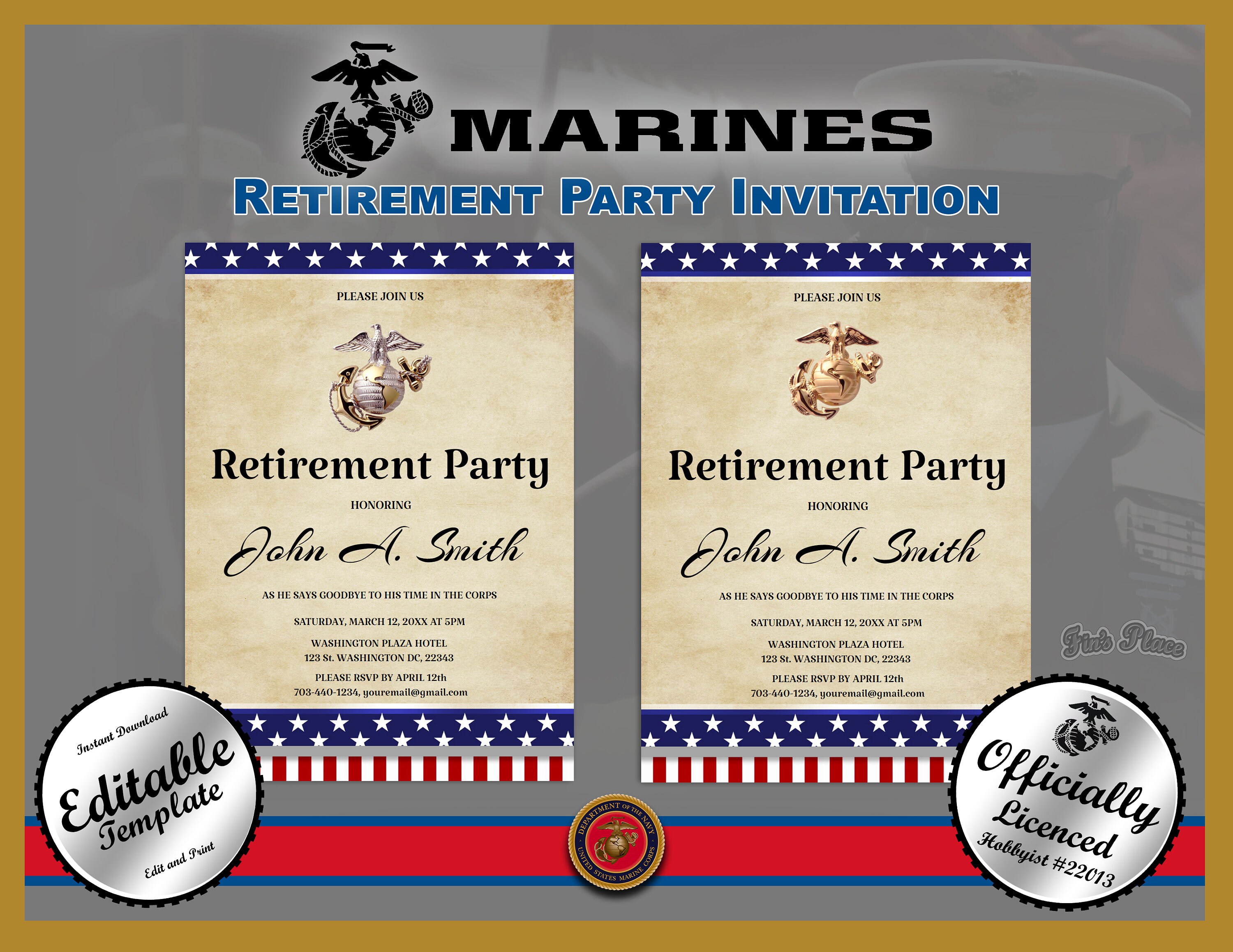 Marine Corps Party Invitation Flag Flag Layout - Etsy