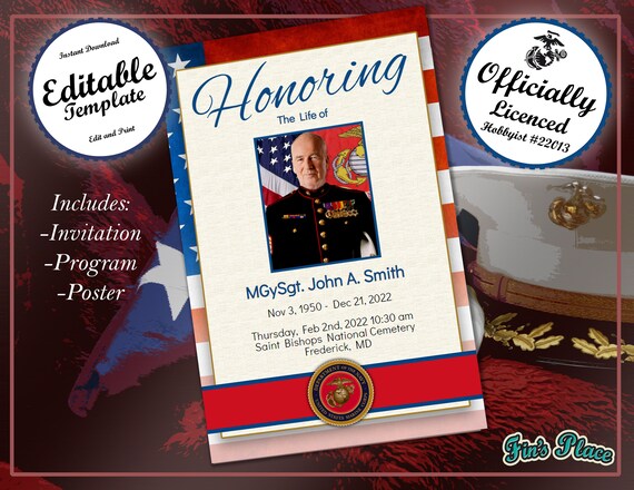 Marine Corps Funeral Program Enlisted | Etsy