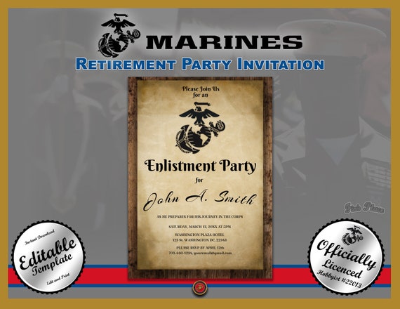 Marine Corps Party Invitation Wood 002 - Etsy