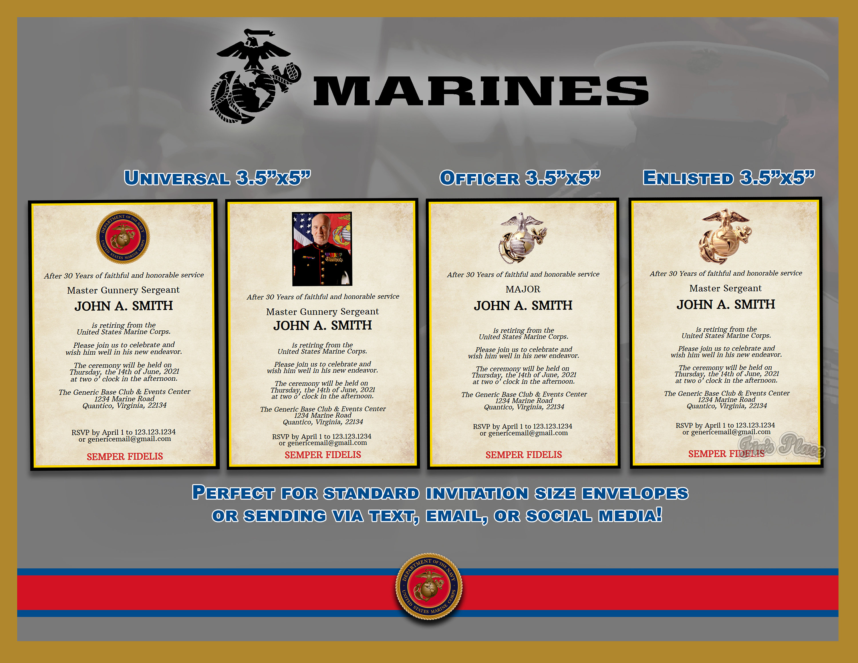 Marine Corps Retirement Party Invitation - Classic - Etsy