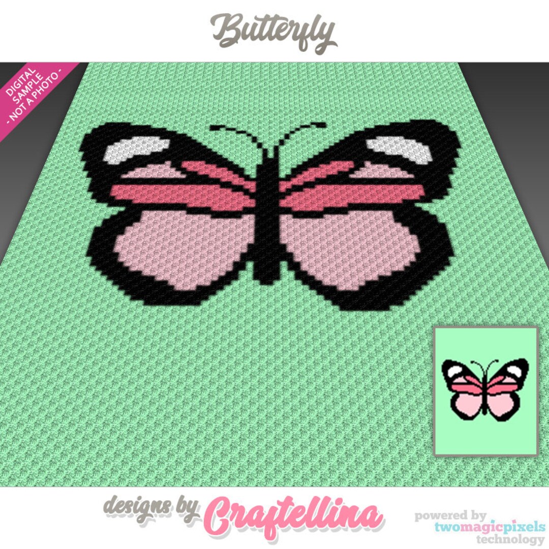 Butterfly Graph for Crochet c2c Mini C2c Sc Hdc Dc Tss - Etsy