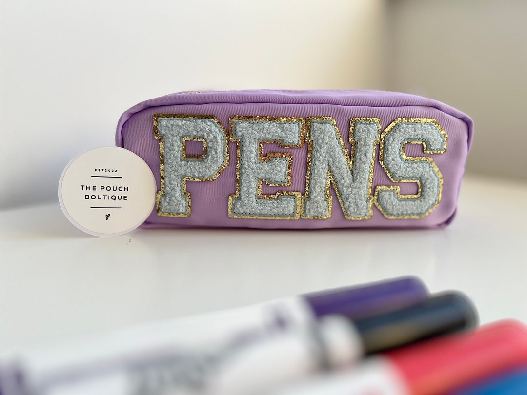 Personalised Pencil Case Patch Pouch, Glitter Chenille Letter Pouch ...