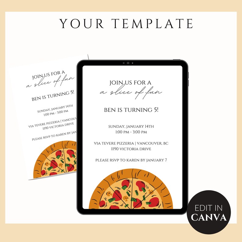 PIZZA PARTY INVITE Digital Download - Etsy