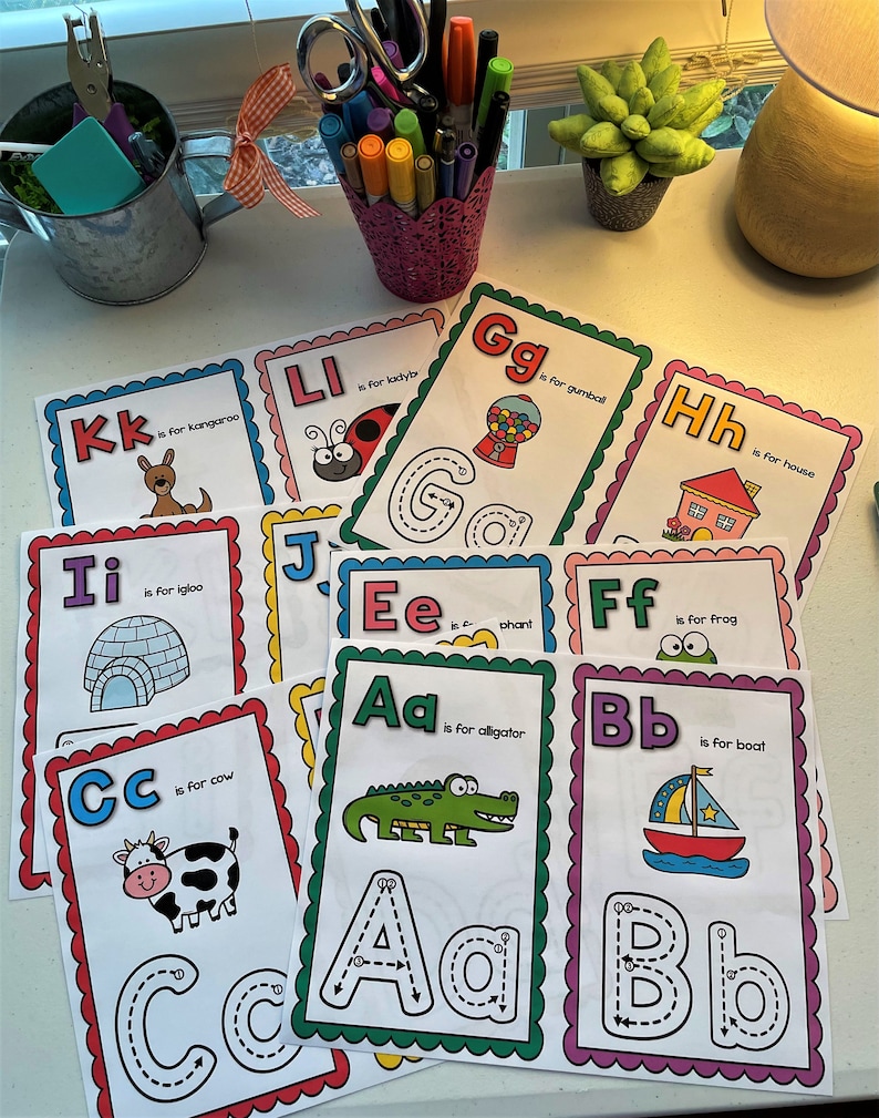 Letter Tracing Flashcards Preschool Writing Kindergarten Literacy ABC ...