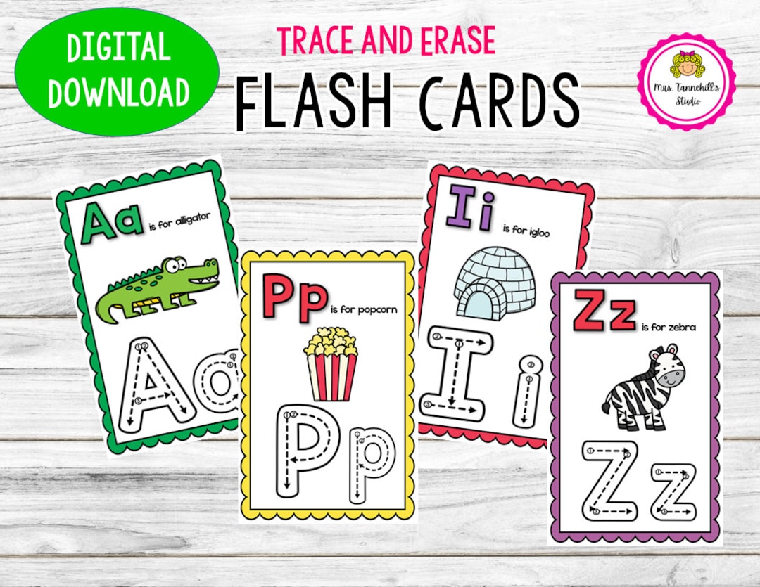 Letter Tracing Flashcards Preschool Writing Kindergarten Literacy ABC ...