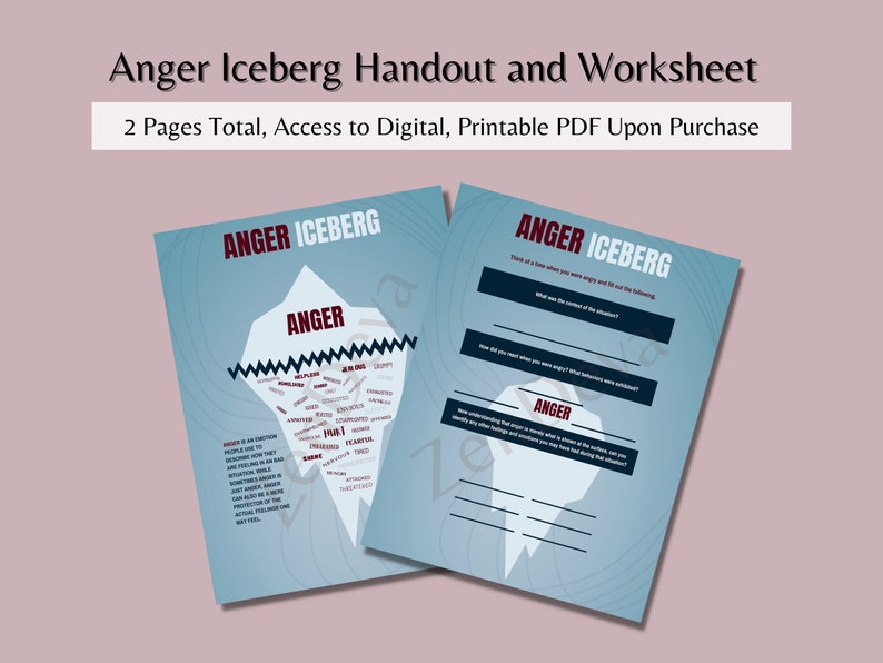 Anger Iceberg Handout and Worksheet - Therapy Aid and Tool - Etsy Canada